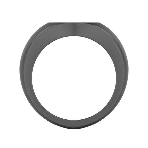 Brushed Black Rhodium Sterling Silver Essentials Signet Ring with Cera ...